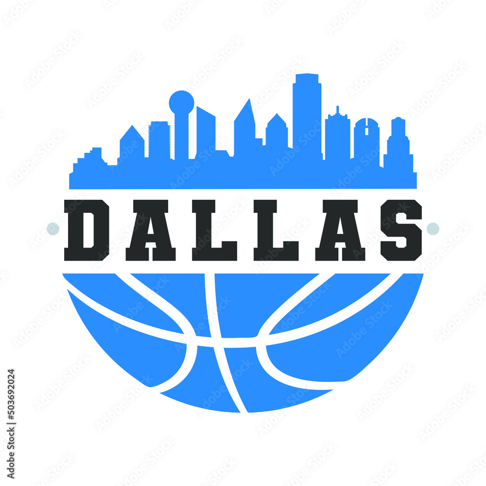 Dallas, TX, USA Basketball Skyline City Silhouette Vector. Basket ...