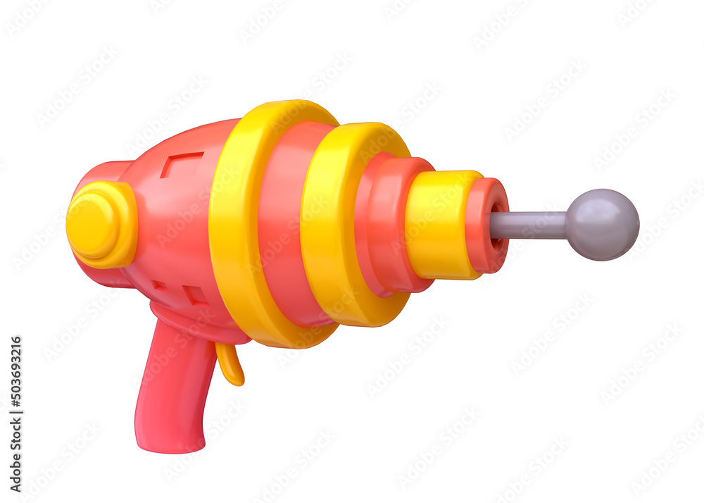 Cartoon alien space blaster gun. Funny realistic toy laser weapon. Cute ...