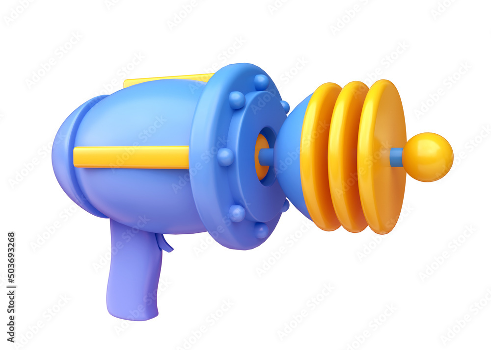 Cartoon alien space blaster gun. Funny realistic toy laser weapon. Cute ...