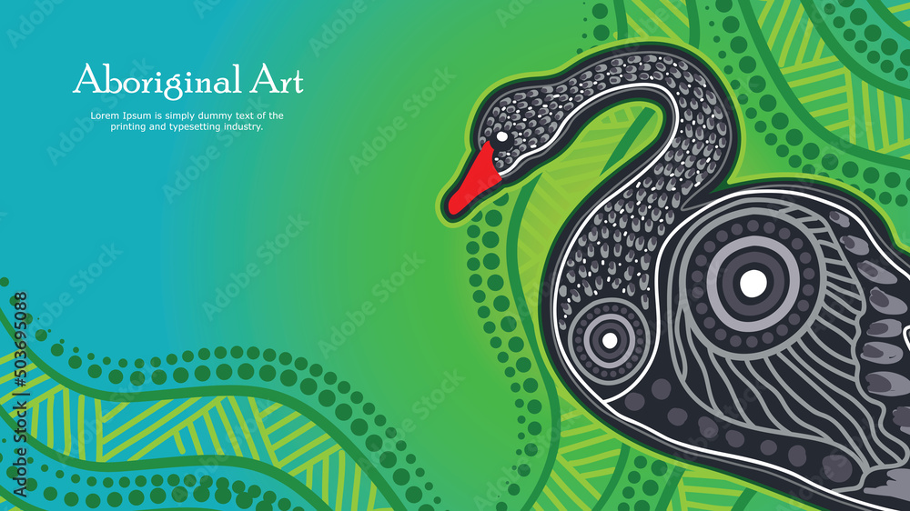 Black swan aboriginal banner design Stock Vector | Adobe Stock
