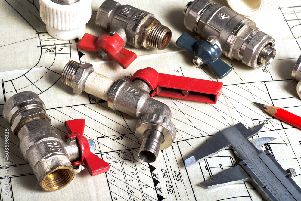 Plumbing fixtures and piping parts. drawings and projects of plumbing ...