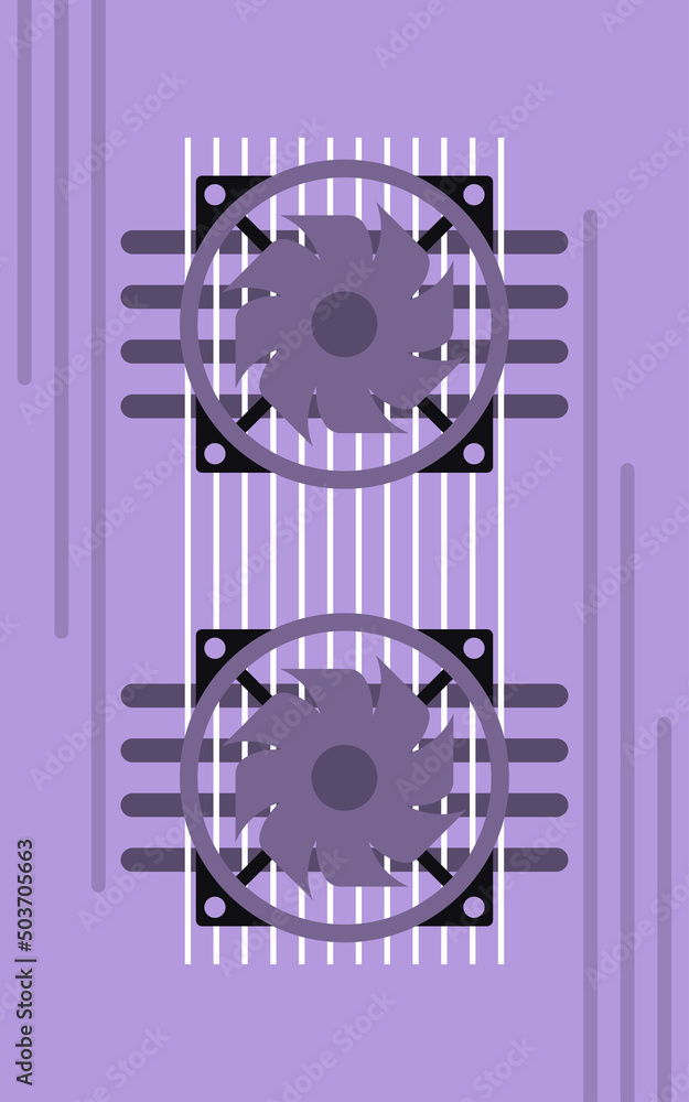 Cooler. Dual fan cooling system. Vector illustration. Wallpaper, poster ...