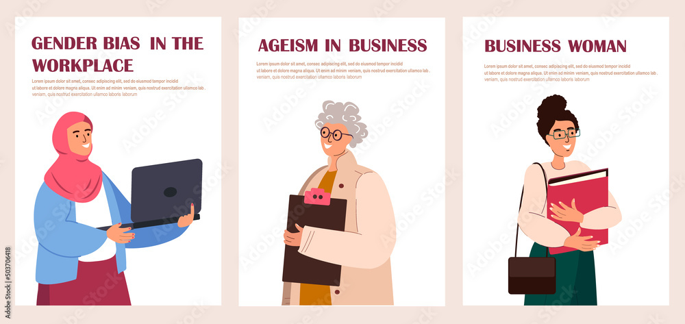 Banners with Business Women, Confident Female Characters Wear Formal ...