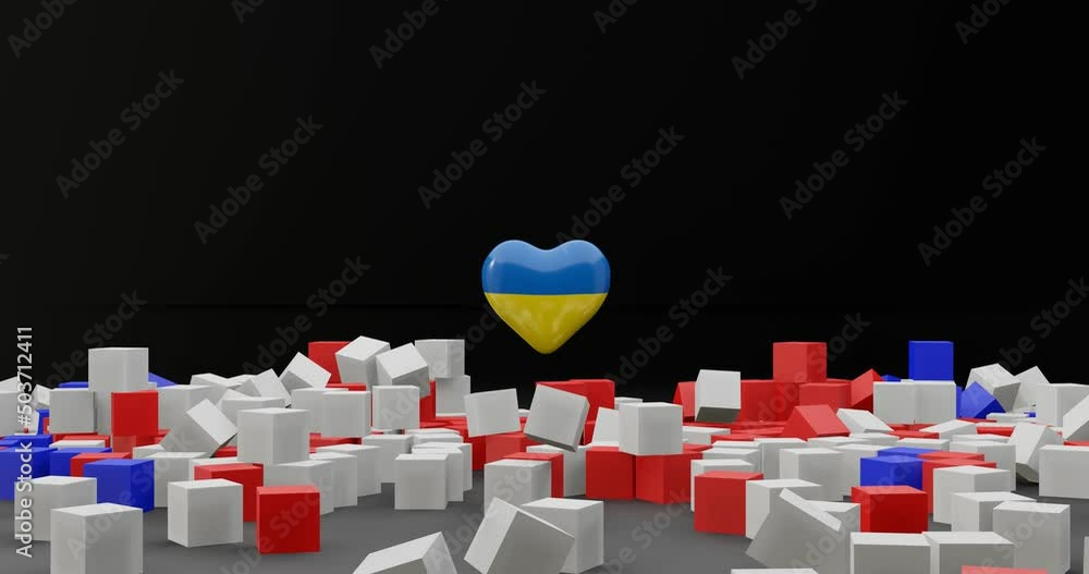 4k russian flag made of cubes broken to the hearts of ukraine. Ukraine ...