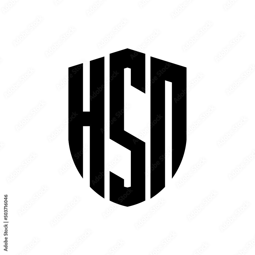 HSN letter logo design. HSN modern letter logo with black background ...