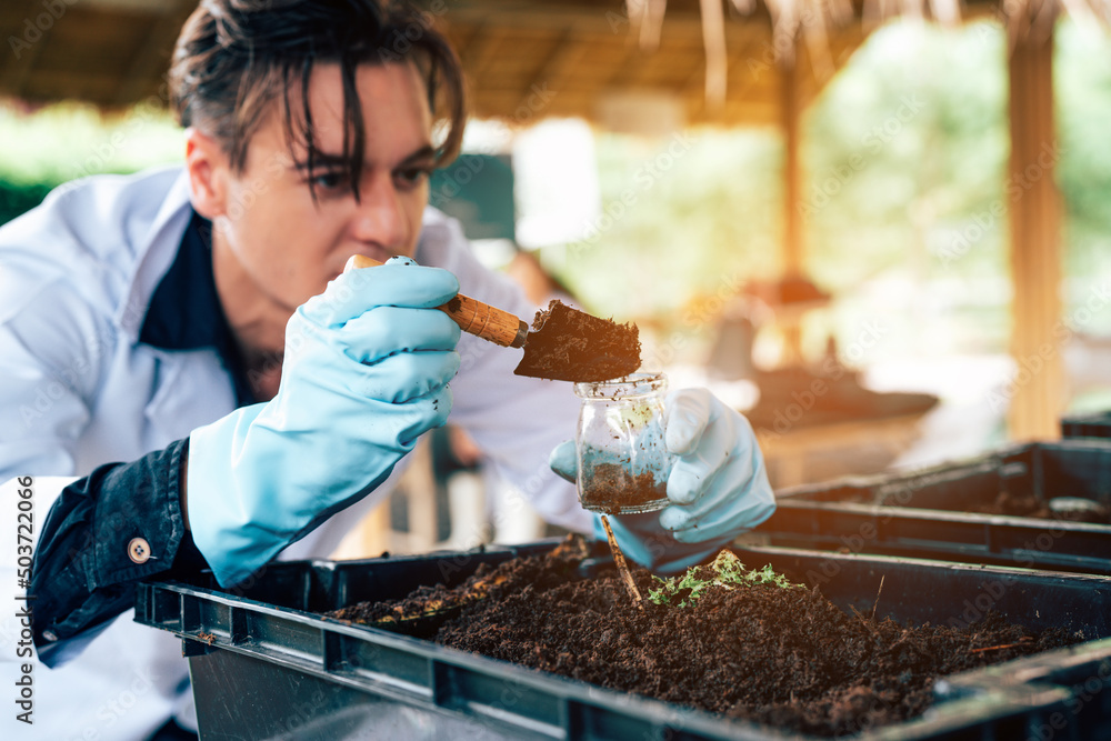 Foto Stock Scientists examined the quality of soil, soil analysis, Soil ...