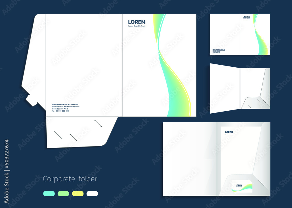 A4 size single pocket folder mock-up. Vector illustration Stock Vector ...