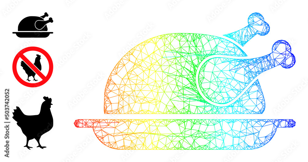 Spectrum vibrant wire frame fried chicken dish. Wire frame flat net ...