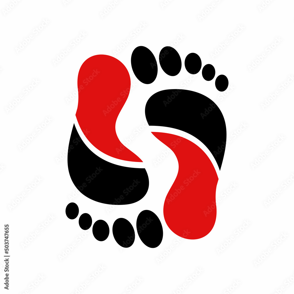 Logo footprint step logotype lettering, abstract S letter symbol, text ...