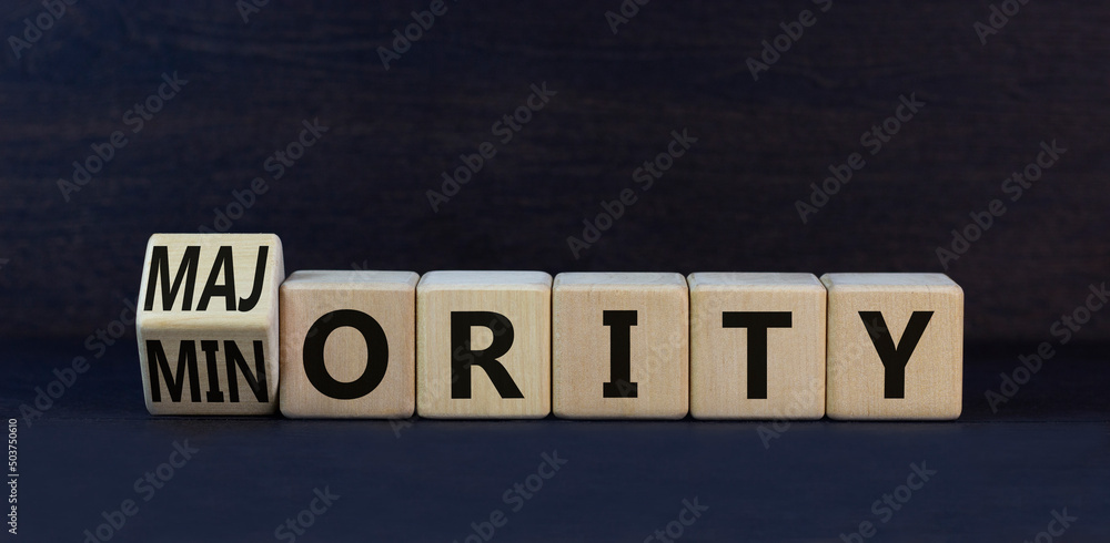 Minority or majority symbol. Turned wooden cubes and changed the ...