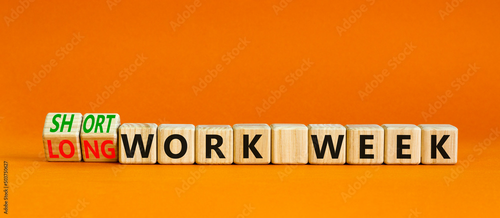 Short or long work week symbol. Turned wooden cubes and changed concept ...