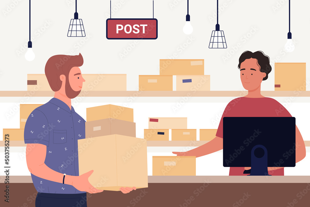 Delivery To Post Office Postal Service Vector Cartoon 50 OFF