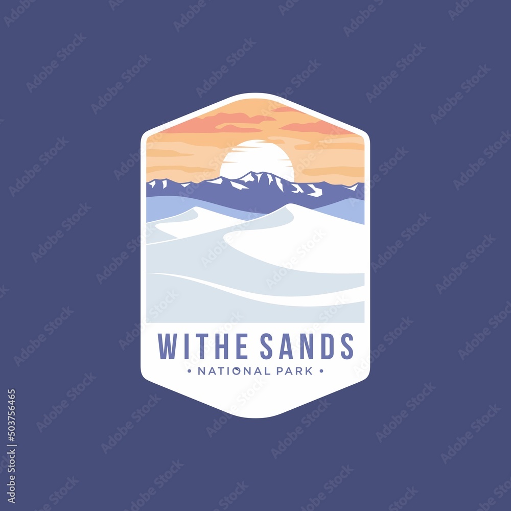 White Sand National Park Emblem patch logo illustration with Soaptree ...