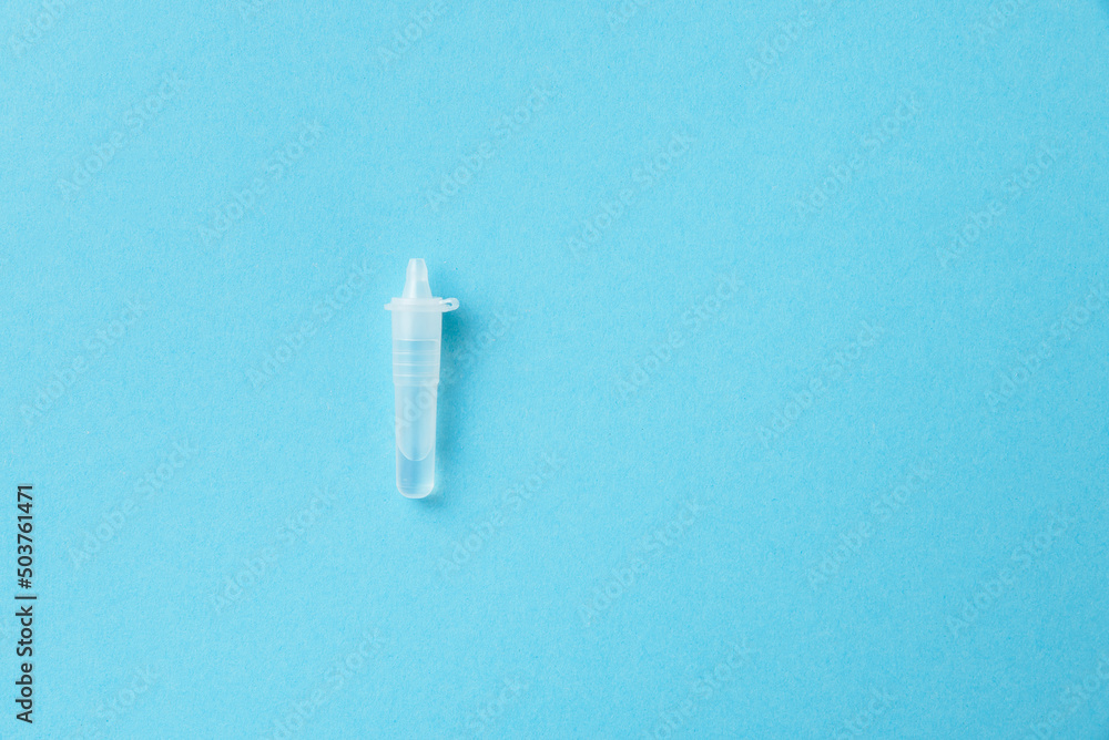 Test tube with reagent from the COVID-19 coronavirus antigen self-test ...