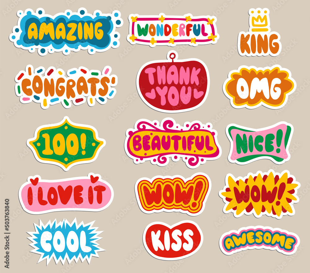 Set of cute and fun, appreciation stickers. Fifteen ways to show your ...