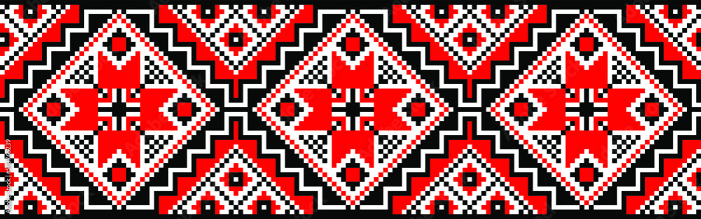 vector seamless pixel ethnic national slavic pattern isolated on white ...