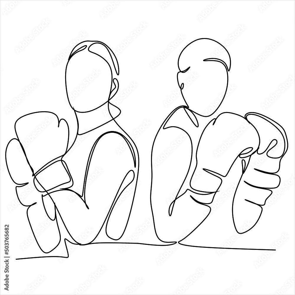 Continuous line art or one line drawing of a healthy boxer vector ...