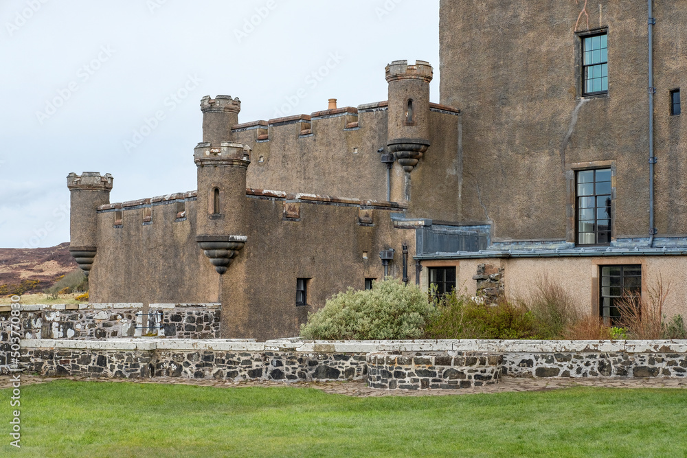 Partial views of the south-west side of Dunvegan Castle from a small ...