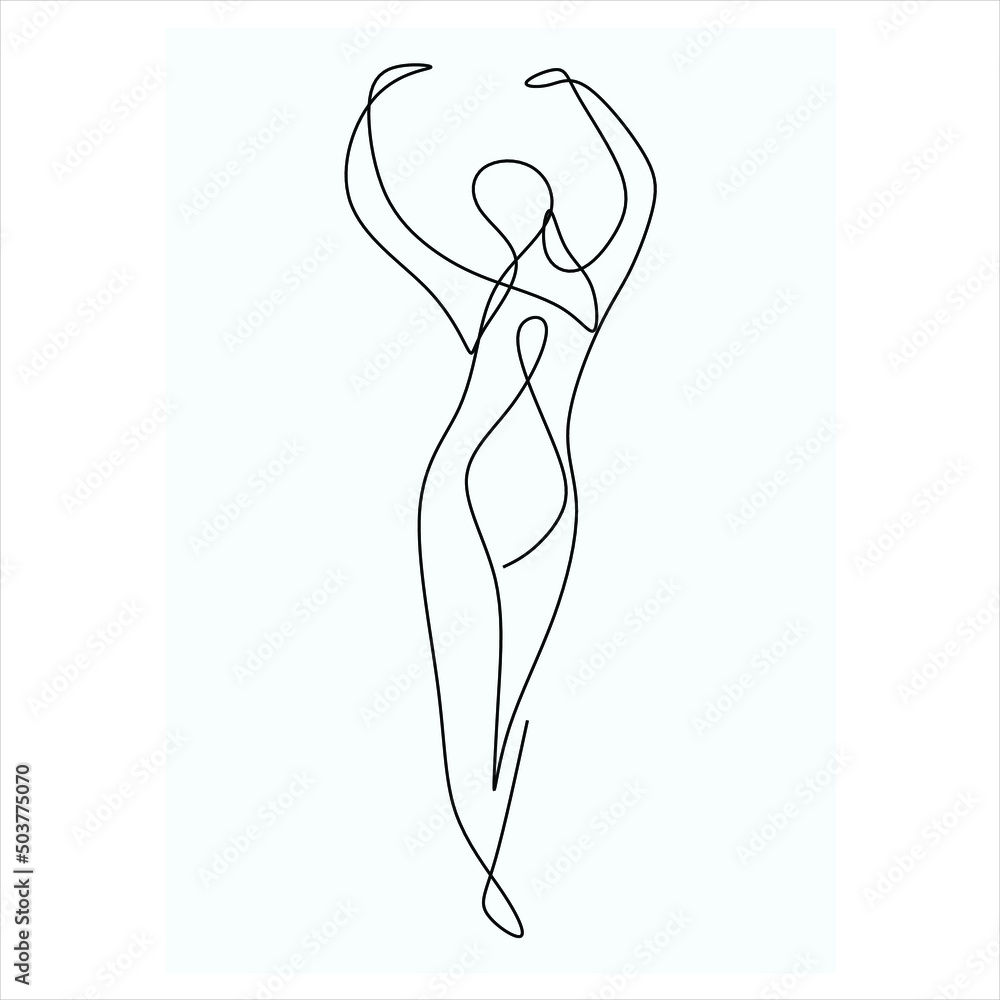 Minimal women's art. One Line Art. Female body. Women's pose. Wall ...