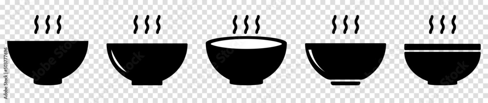 Set of bowl icons. Vector illustration isolated on transparent ...