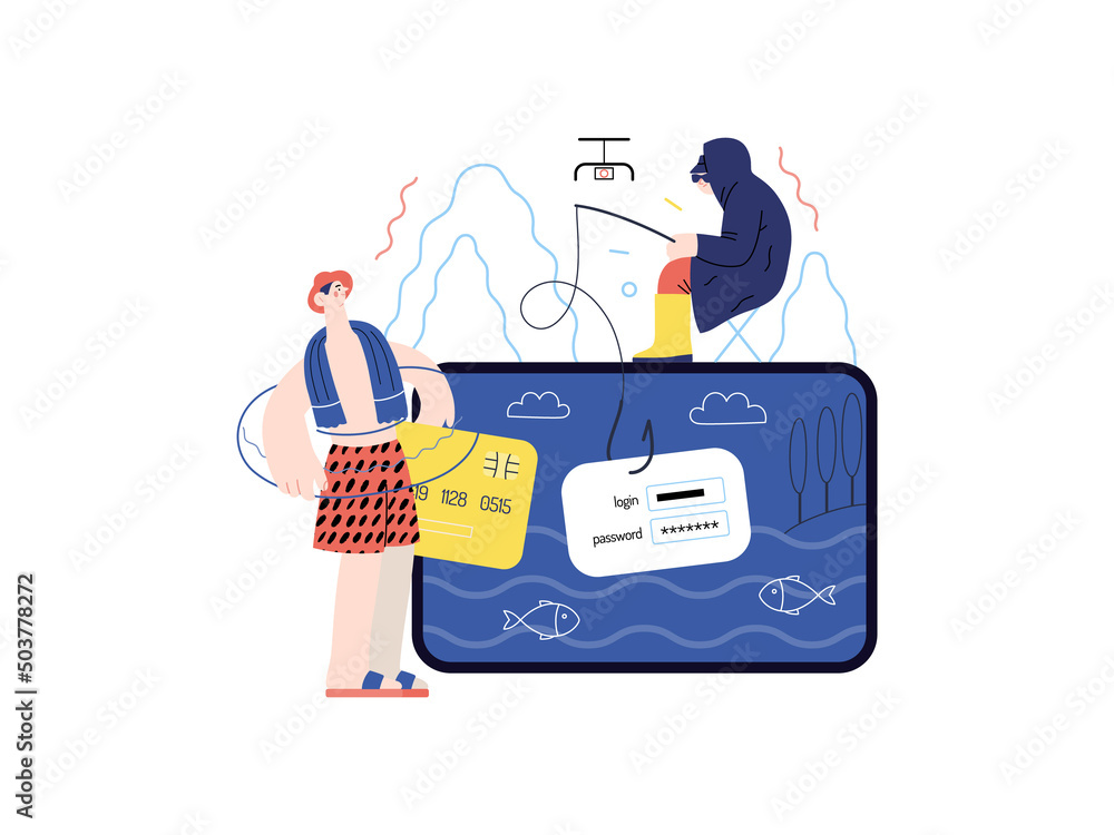 Technology Memphis - Phishing - flat vector concept digital ...