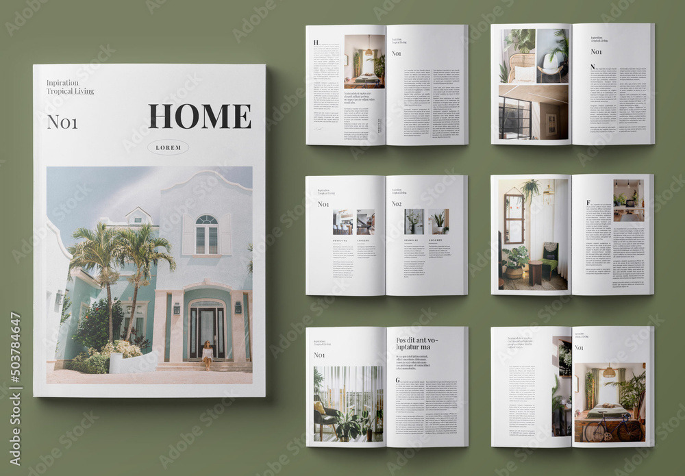 Home Magazine Layout Stock Template | Adobe Stock