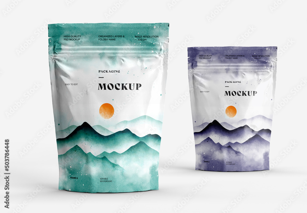 Stand Up Pouch Mockup Stock Template | Adobe Stock