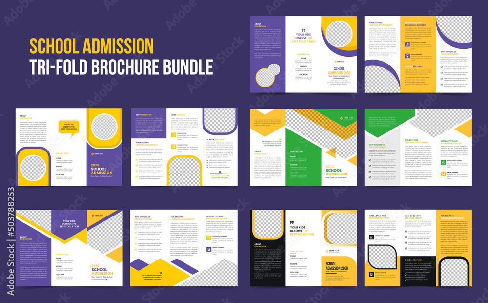 Kids back to school education admission trifold brochure template ...