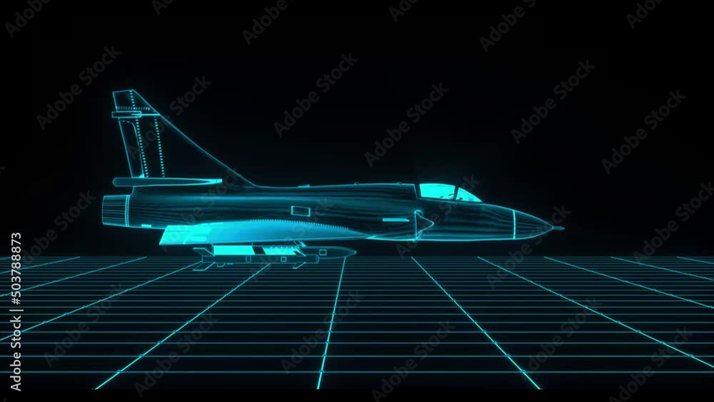 a blueprint wireframe from an fighter jet (3d rendering) Stock Video ...