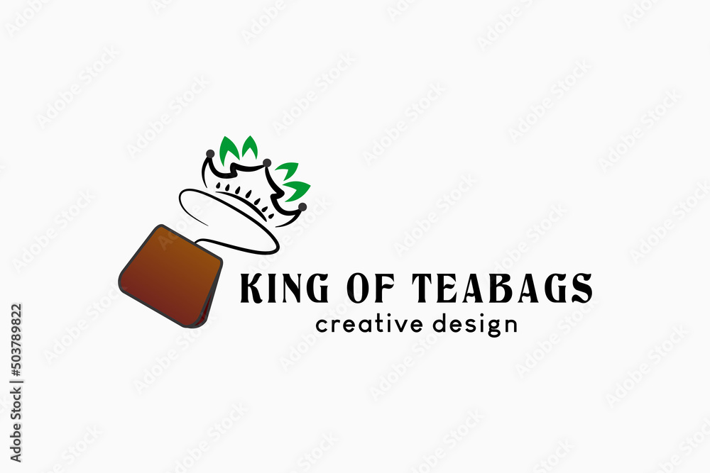 Tea bag king logo design, tea bag icon combined with crown icon in a ...