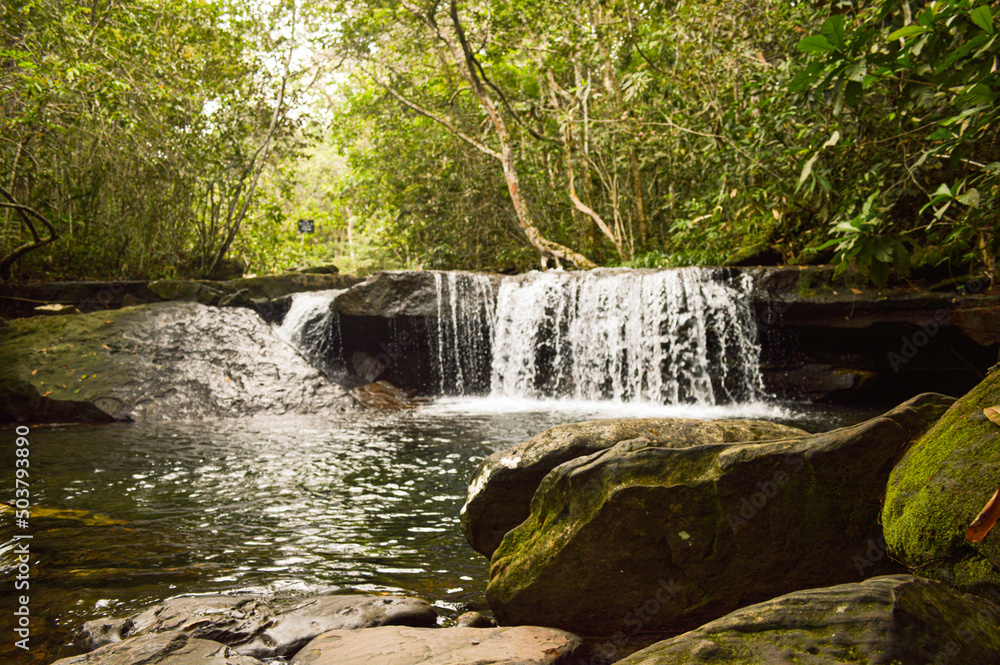 rivers in nature with natural waterfalls and rock formations created by ...