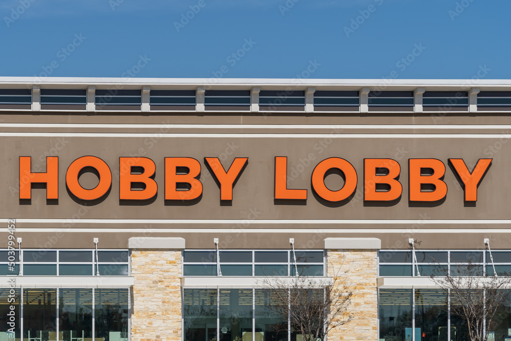 Pearland, Texas, USA - March 1, 2022: The Hobby Lobby store sign is ...