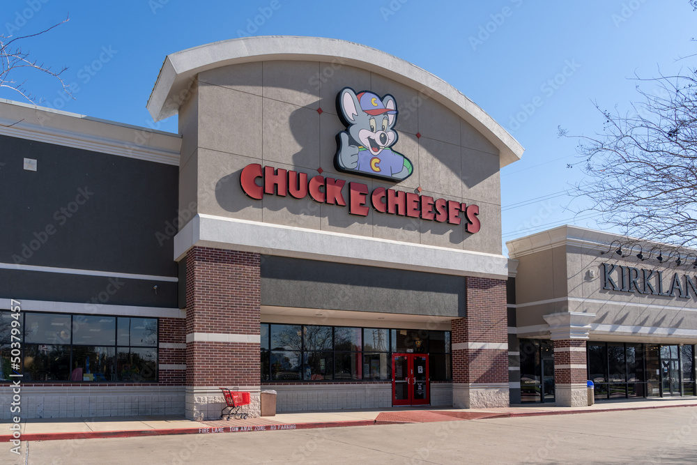Pearland, Texas, USA - March 1, 2022: A Chuck E. Cheese restaurant in ...