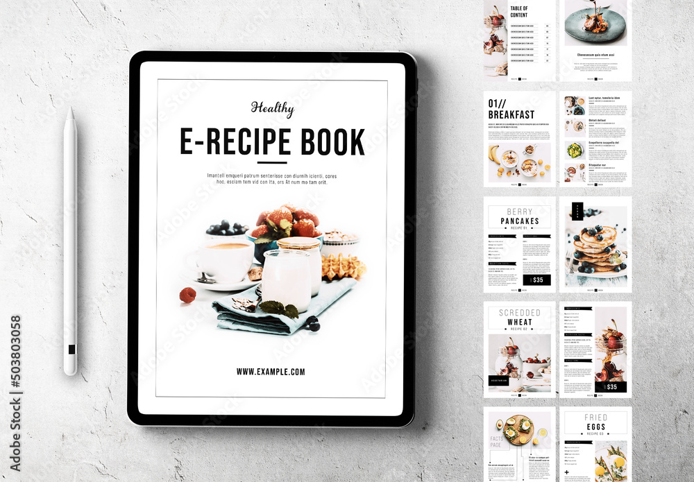 E Cookbook Layout Stock Template | Adobe Stock