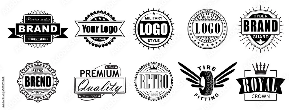 Set of vintage style badges, logos, emblem. Old school vintage sign ...