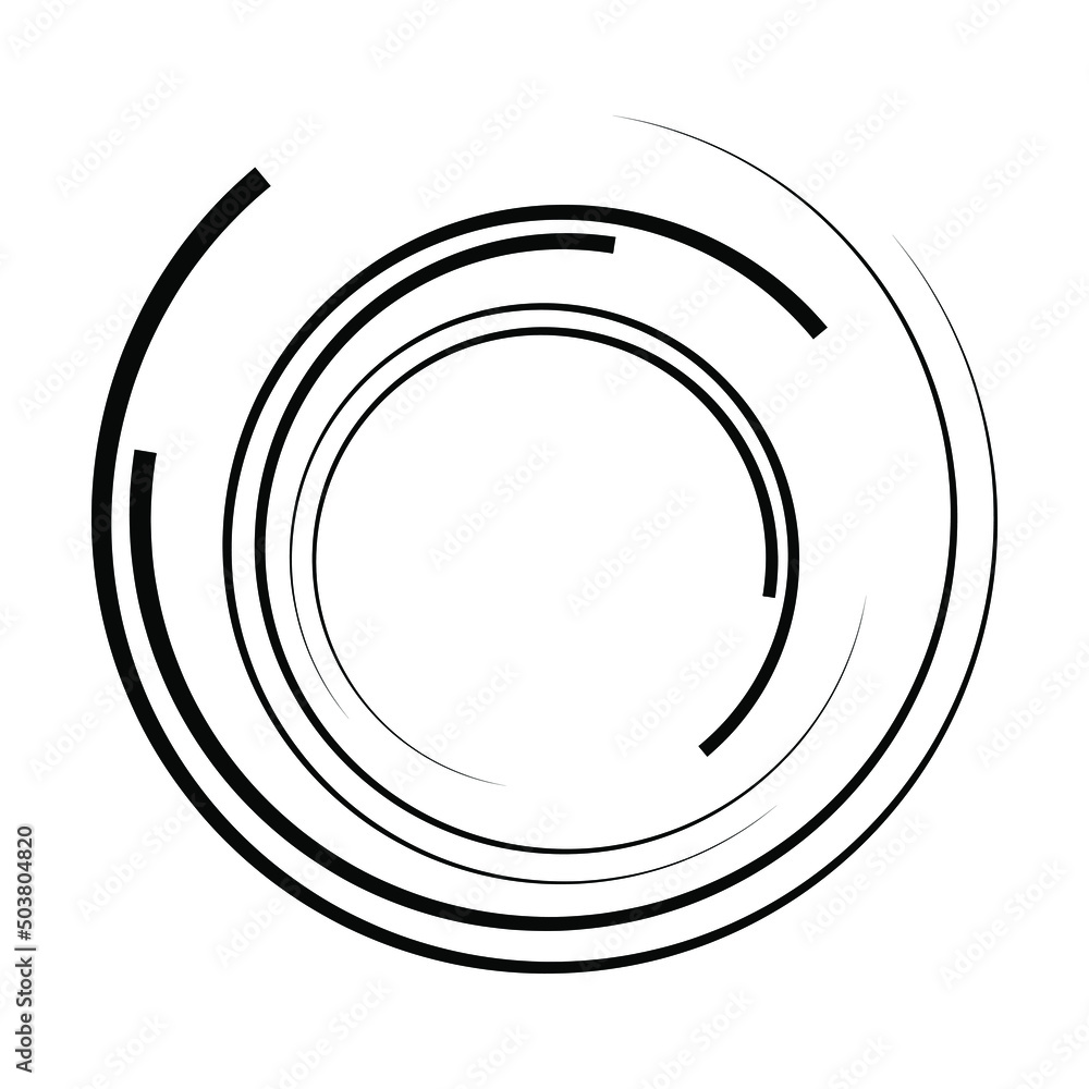 Black rounded speed lines in circle form. Geometric art. Trendy design ...