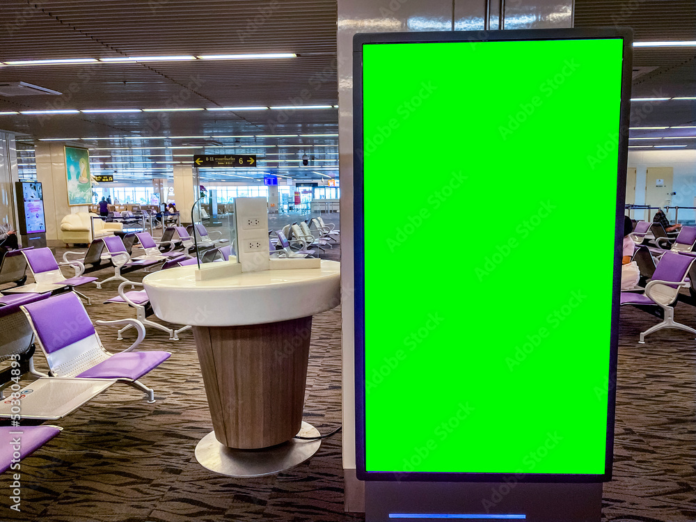 Empty Blank Green Screen Chroma Key Advertising Board or Commercial ...