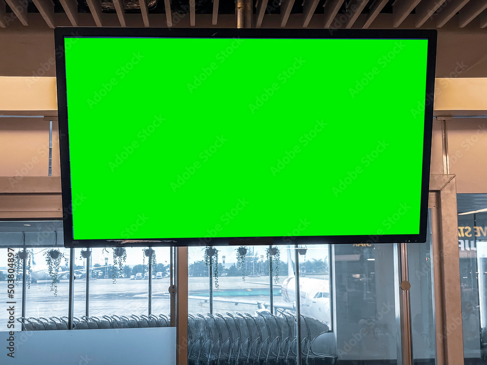 Empty Blank Green Screen Chroma Key Advertising Board or Commercial ...