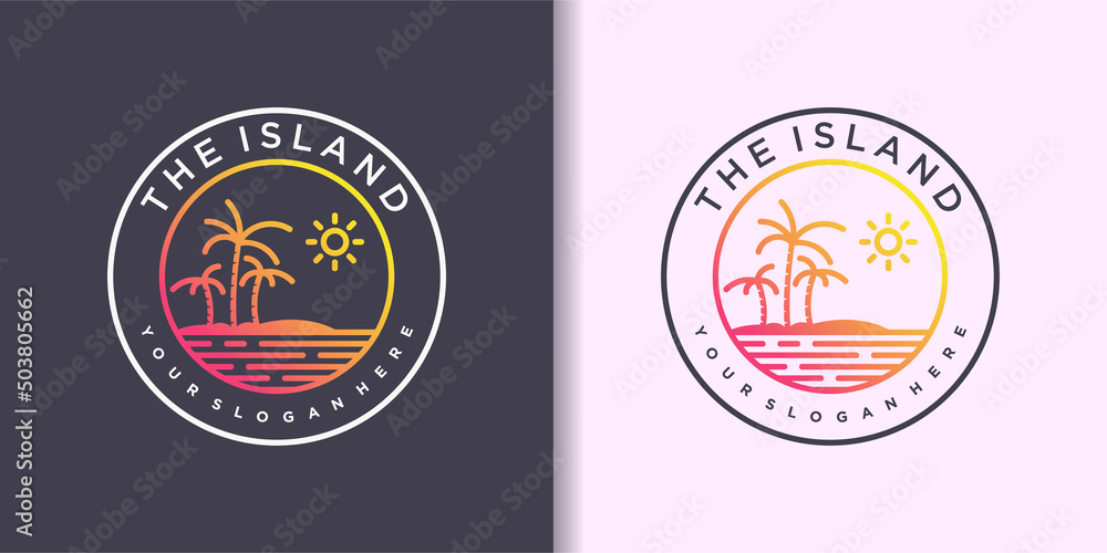 Creative of abstract the island logo design with creative line art ...