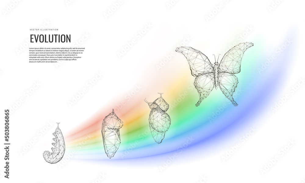 Metamorphosis of transformation or evolution. The birth of a butterfly ...
