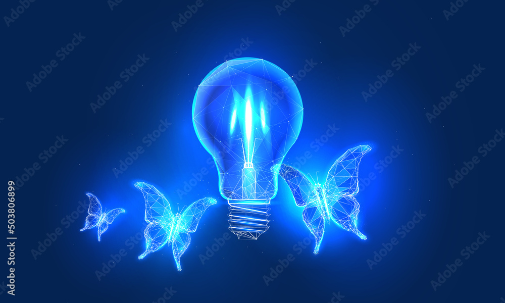 Digital butterfly in digital futuristic style. The concept of licensing ...