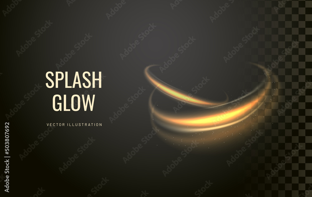 Energy light effect in golden color on a transparent background ...