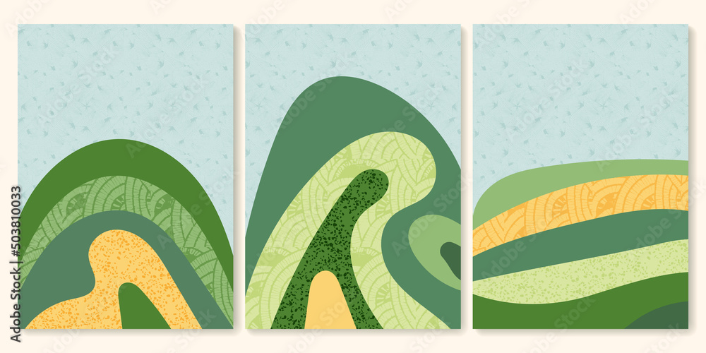 Abstract green field or wave eco farm background. Nature landscape ...