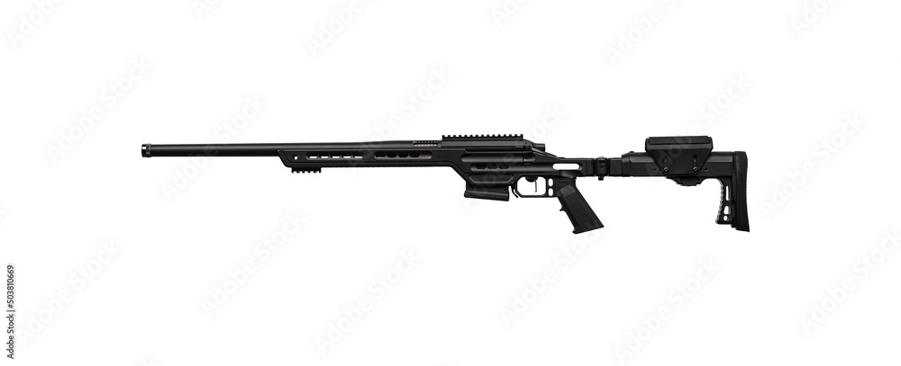 Modern powerful sniper rifle. Weapons for long-range shooting. Isolate ...