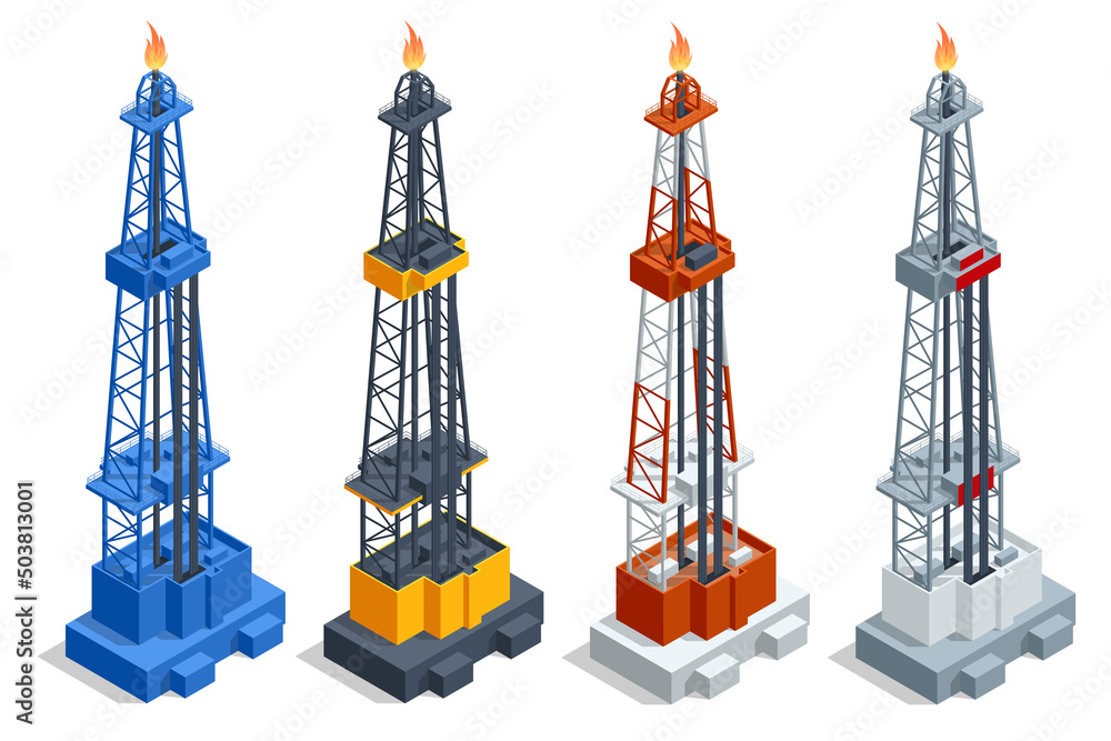 Vektorová grafika „Isometric oil and gas production in nature concept ...