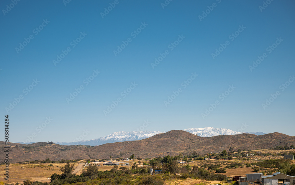 Temecula, CA, USA - April 23, 2022: Snow covered San Jacinto mountains ...