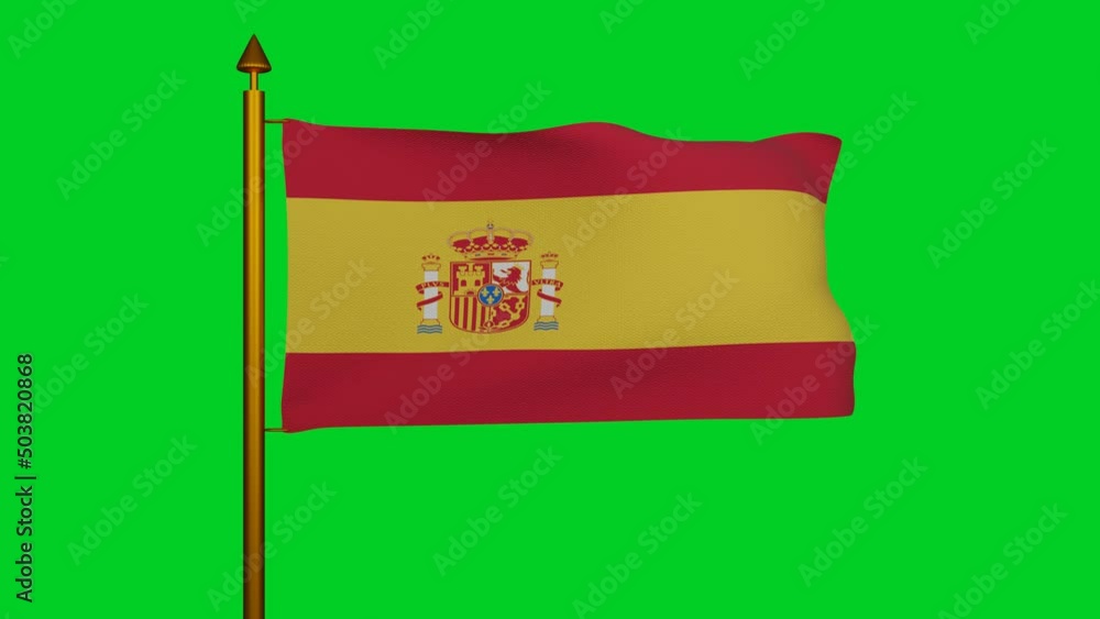 National flag of Spain waving original size and colors 3D Render with ...