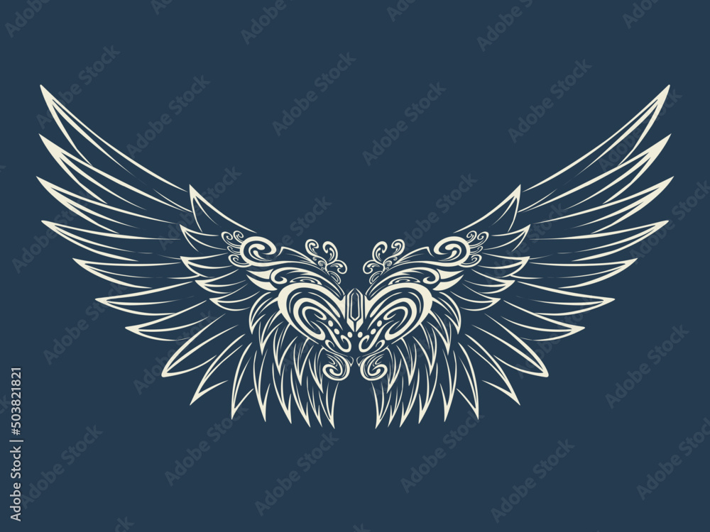 heart with angel wings vector design Stock Vector | Adobe Stock