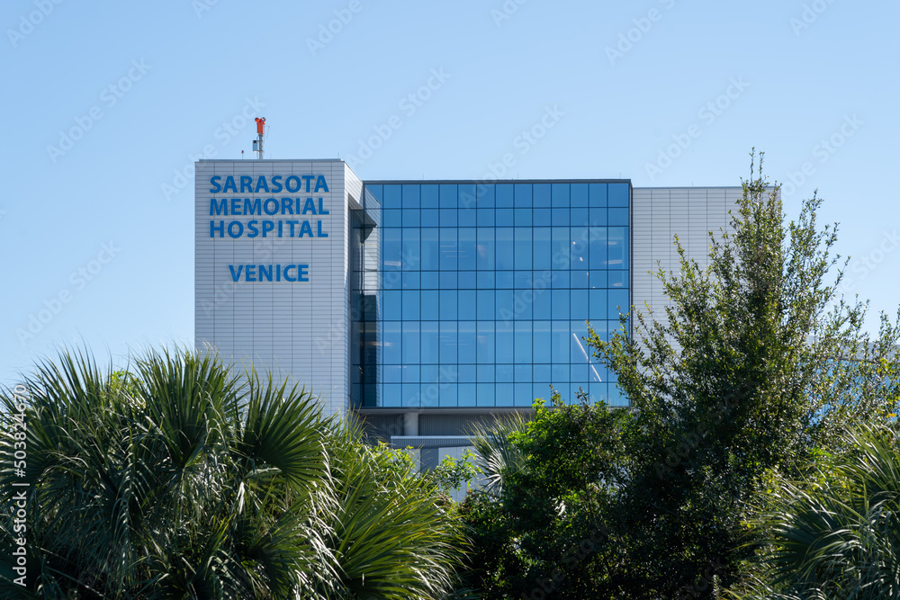 Venice, Florida, USA - December 31, 2021: Sarasota Memorial Hospital ...