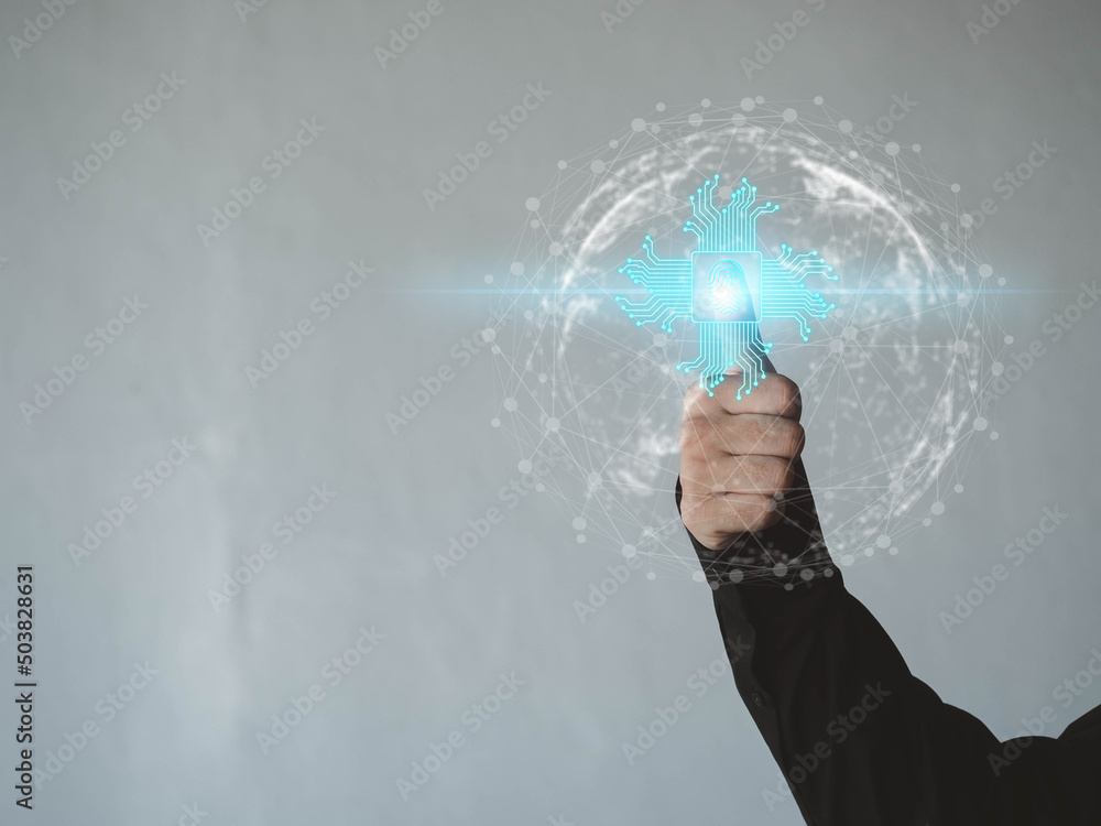 Fingerprint thumb up key safety technology electronic touchscreen ...